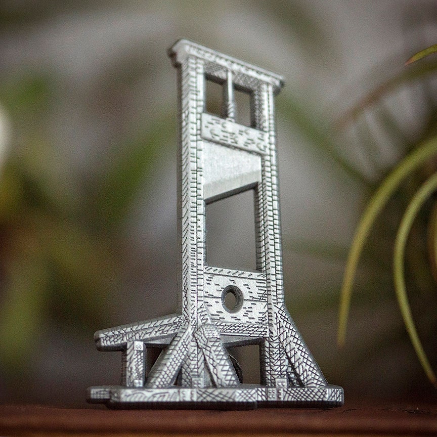 Guillotine Antiqued Silver Pin Medieval Beheading Execution | Etsy