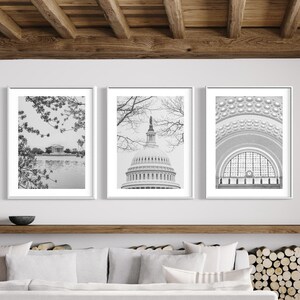 DC Photography, Washington DC Black and White Art Print Set, Set of ...