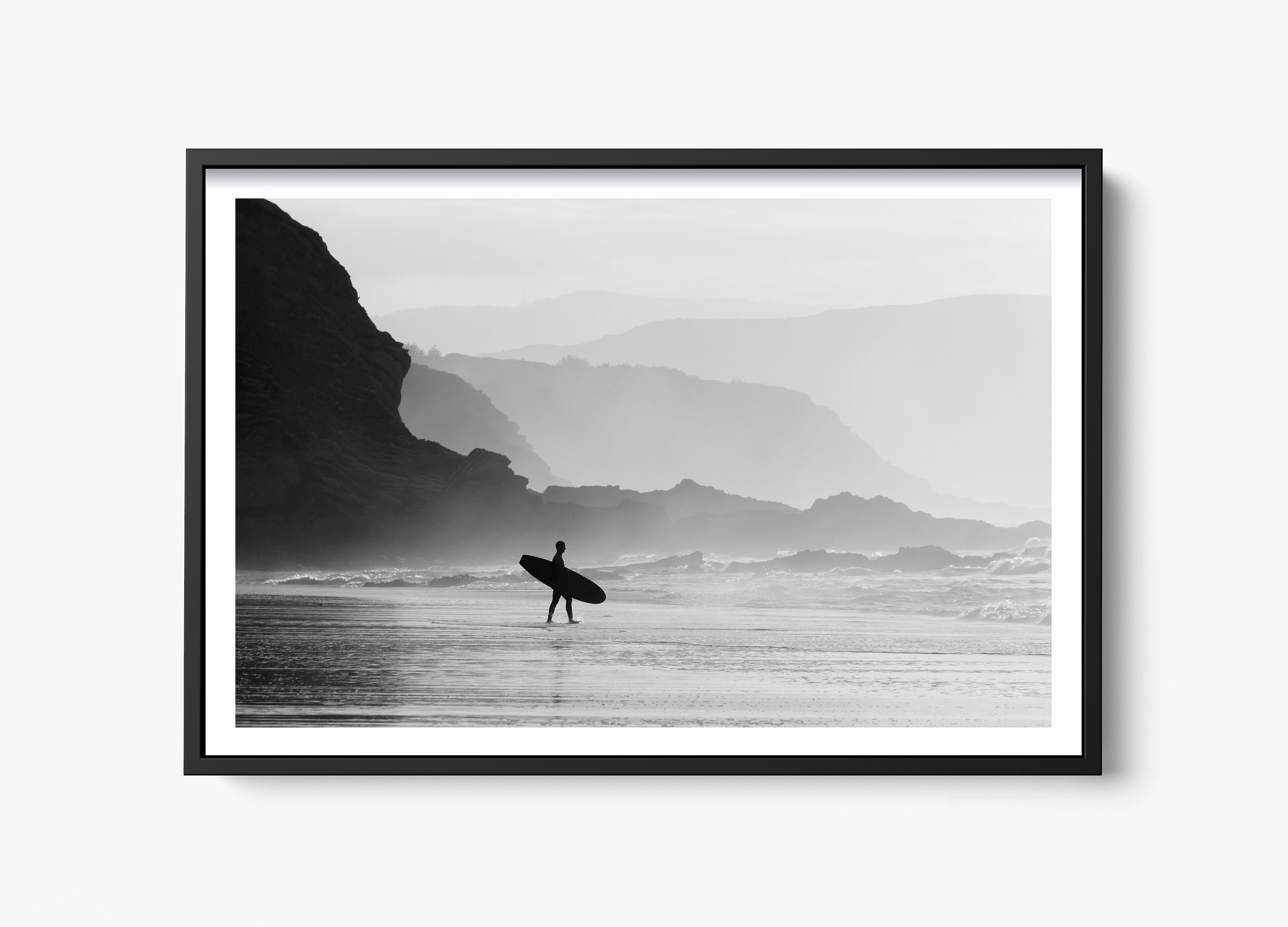 Fine Art Black and White Surf Print, Surfer Coastal Ocean Wall Art ...