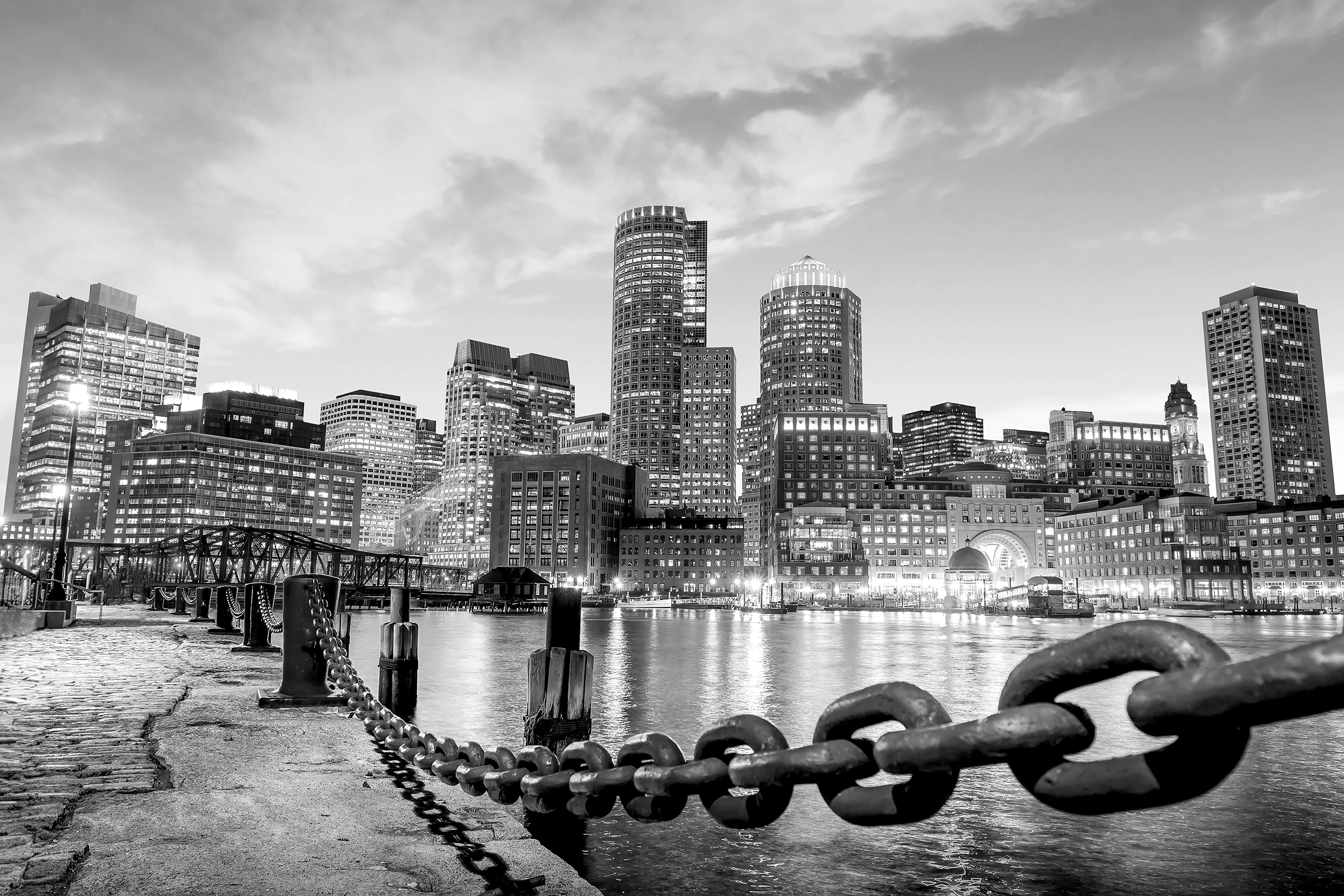 Fine Art Downtown Boston Black and White Skyline Photography, New ...