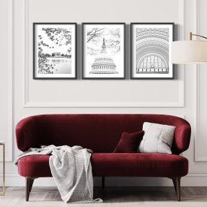 DC Photography, Washington DC Black and White Art Print Set, Set of ...