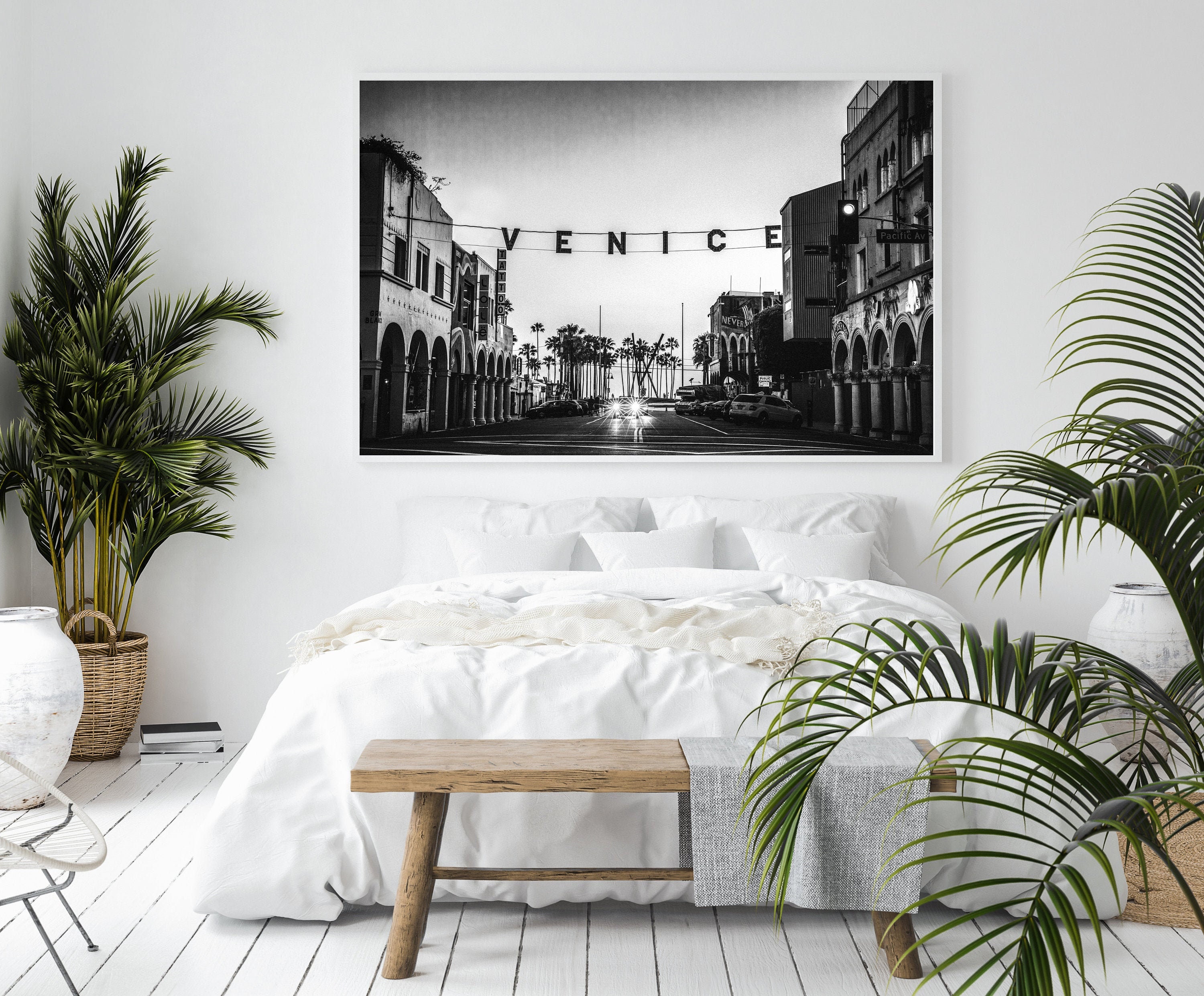 Venice Sign Black and White Photography Los Angeles City - Etsy