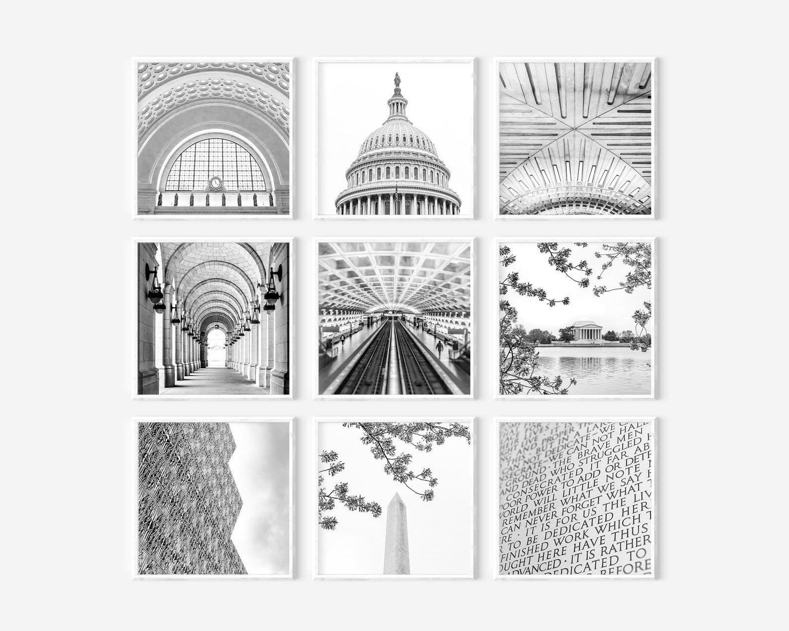 Washington DC Gallery Wall, DC Wall Art Set, DC Photo Prints, Square ...