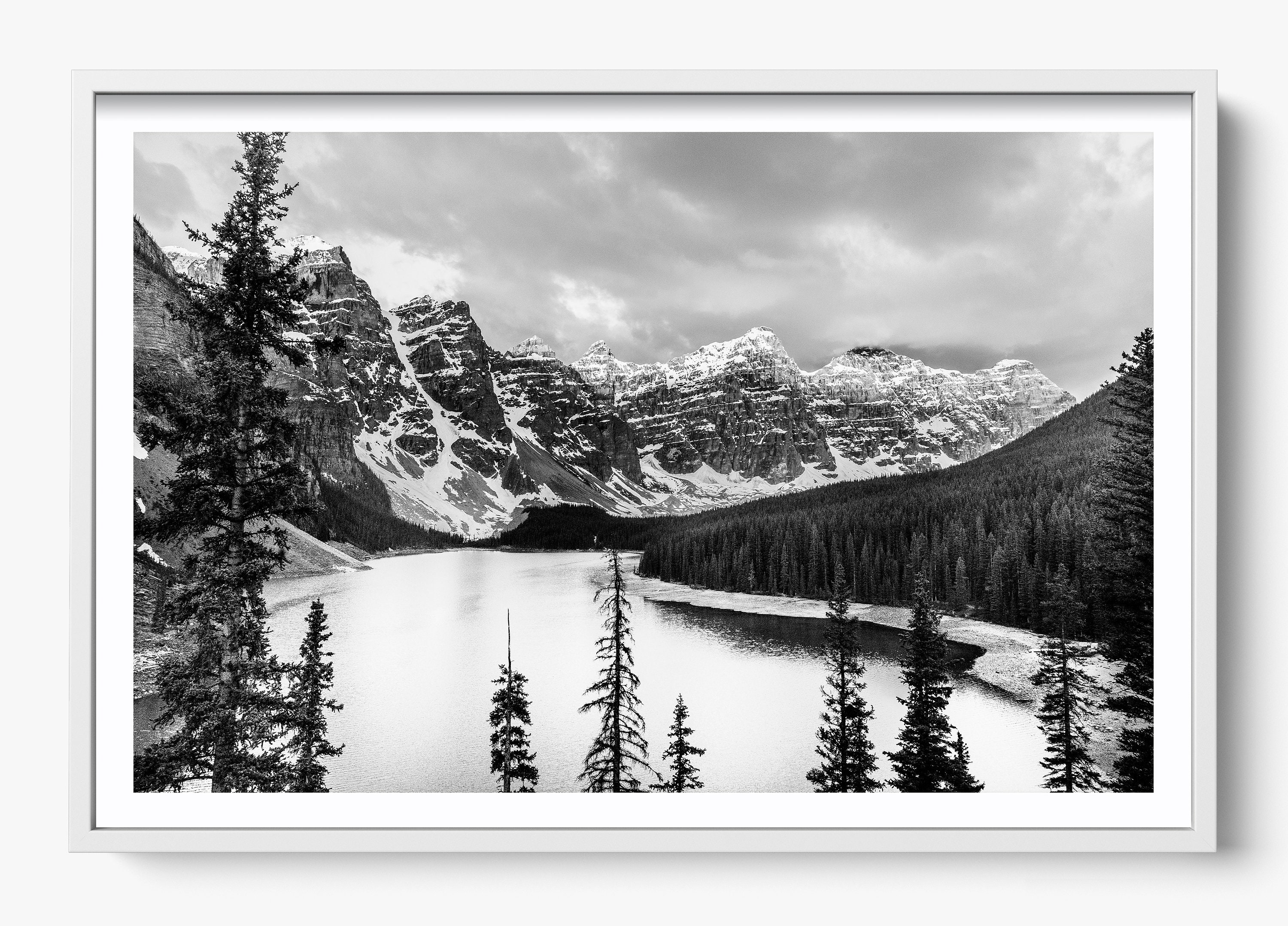 Moraine Lake Sunrise, Black and White Banff National Park Wall Art ...