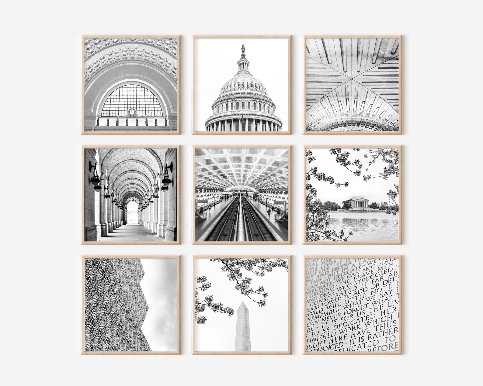 Washington DC Gallery Wall, DC Wall Art Set, DC Photo Prints, Square ...