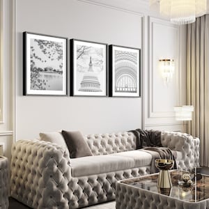 DC Photography, Washington DC Black and White Art Print Set, Set of ...