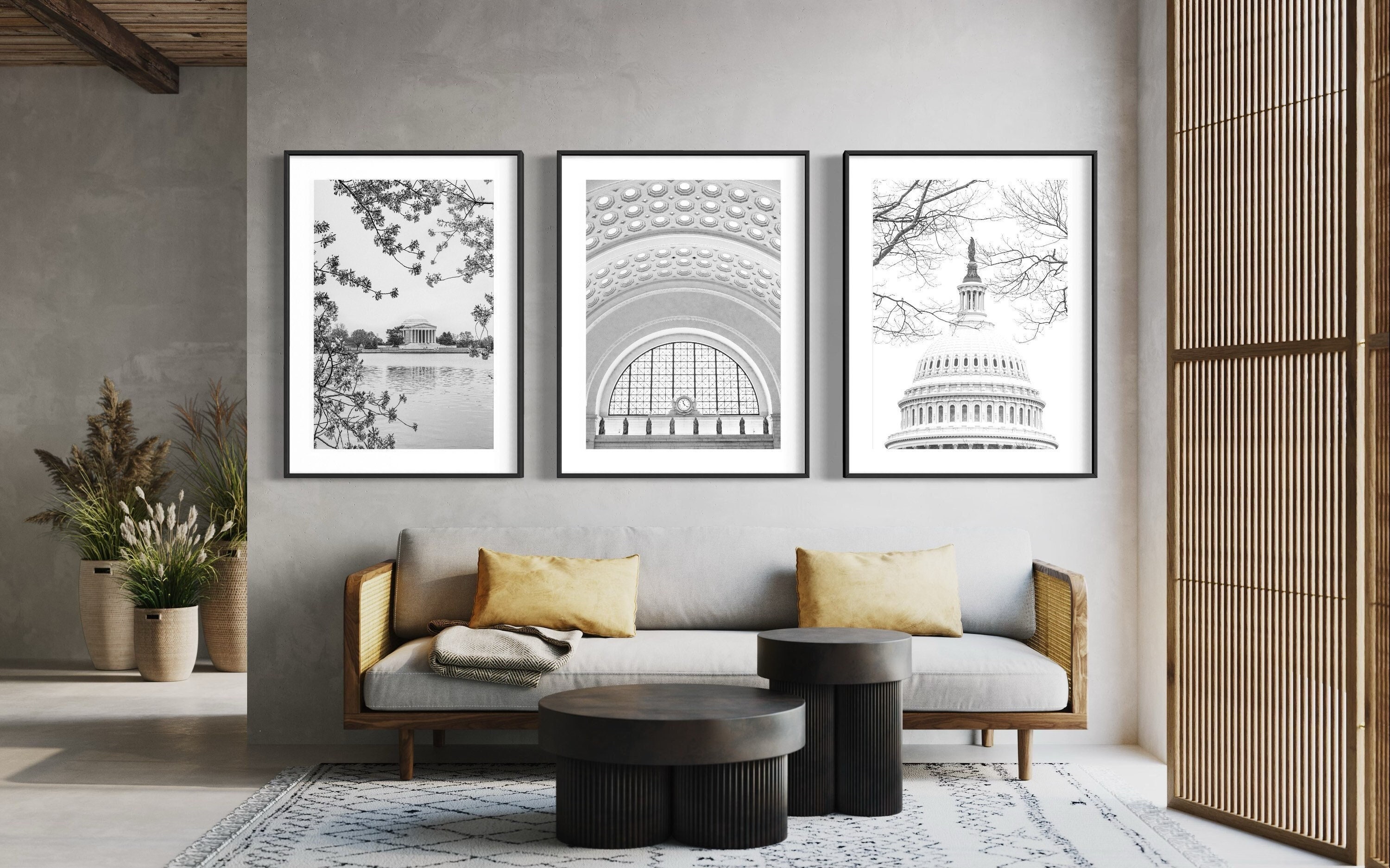 DC Photography, Washington DC Black and White Art Print Set, Set of ...