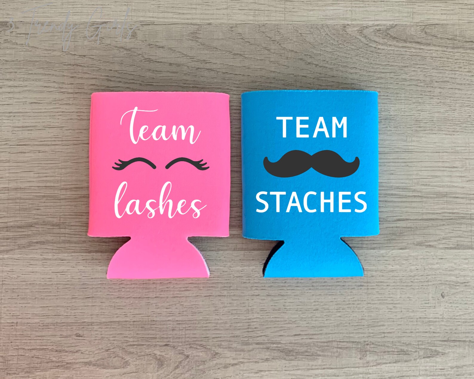 Team Lashes and Team Staches Can Coolers Gender Reveal Can - Etsy