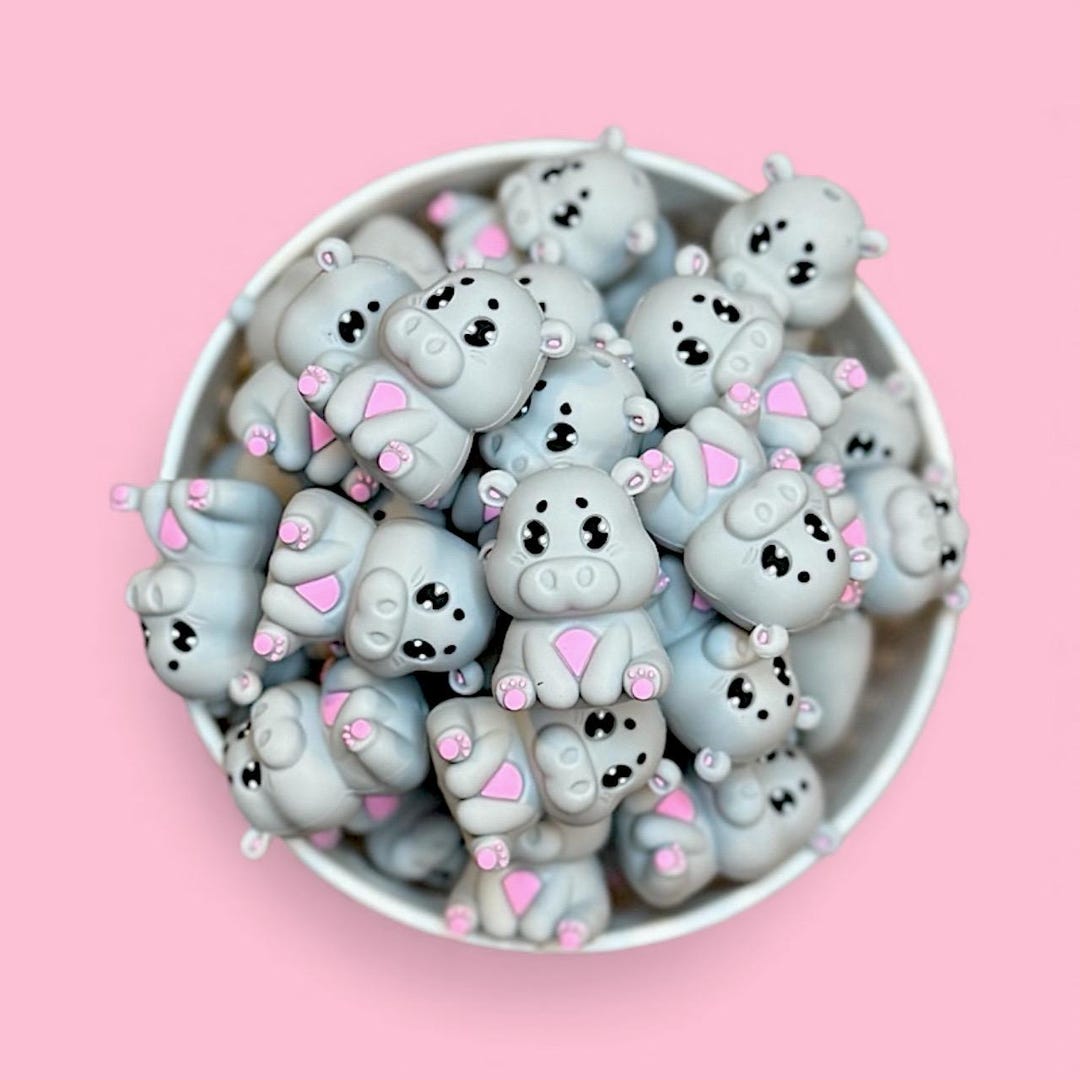 2 Pack 3D Hippo Silicone Bead | Exclusive Focal Beads - Etsy