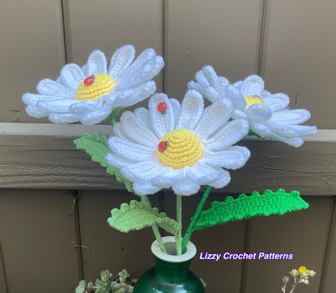 Crochet Daisy Pattern - Crochet Flower Pattern PDF 3D Daisy Flower ...