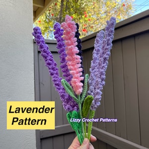 Crochet Lavender Pattern/ Flower DIY Bouquet Pattern Lavender Crochet ...