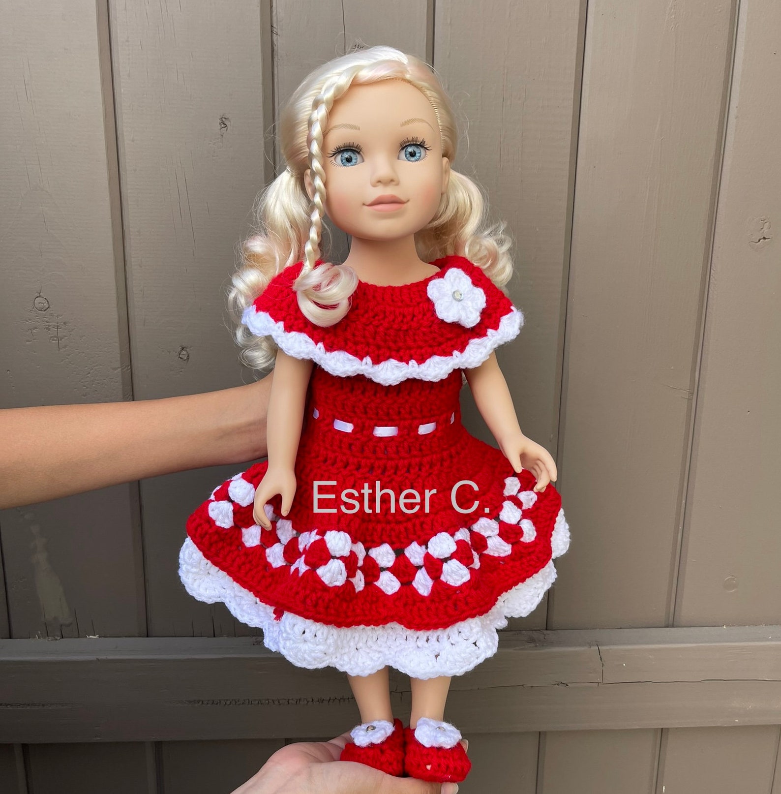 Crochet Pattern 18 Doll Dress Download Now Pdf Christmas Etsy