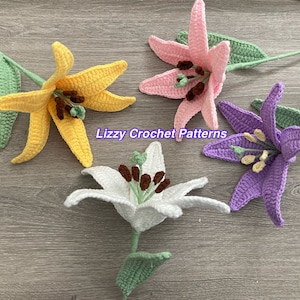 Crochet Lily PATTERN Only PDF Flower Bouquet DIY Pattern Lily Crochet ...