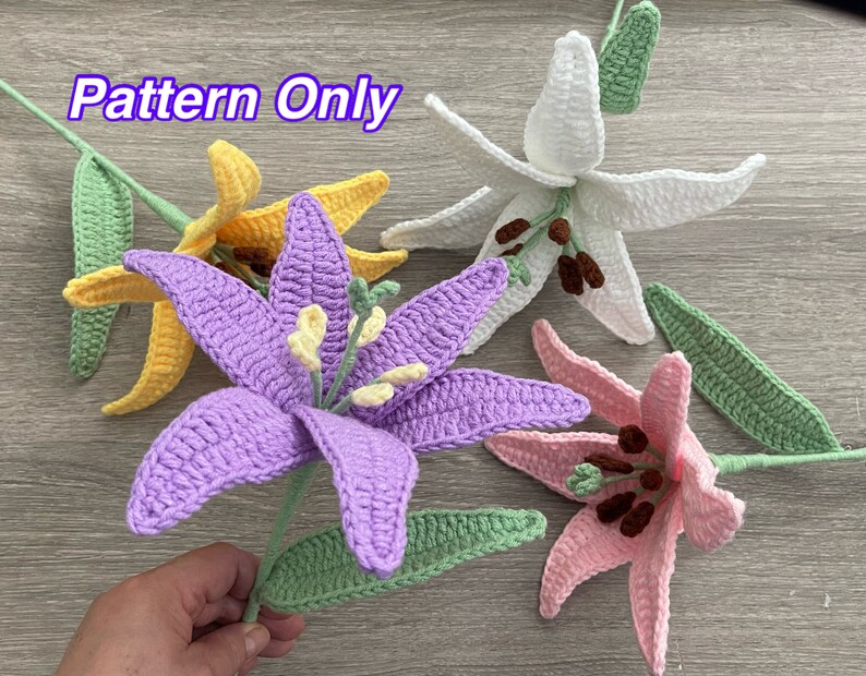 Crochet Lily PATTERN Only PDF Flower Bouquet DIY Pattern Lily Crochet ...