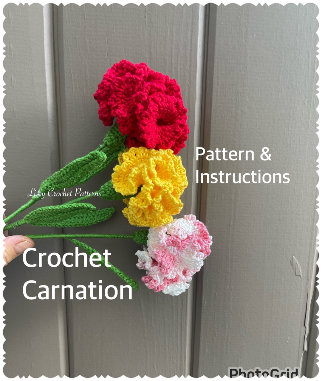 Crochet Carnation Flower PATTERN Only PDF Easy to Follow - Etsy
