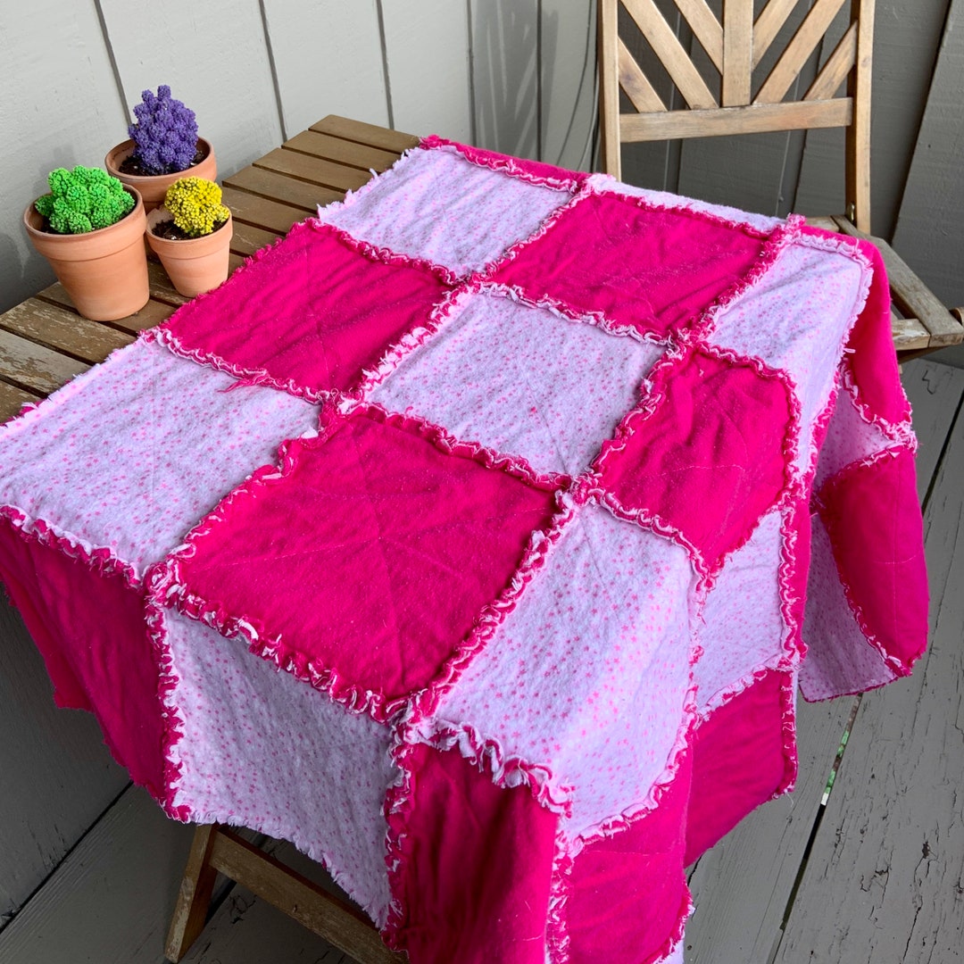 Pink Stars Flannel Rag Quilt - Etsy