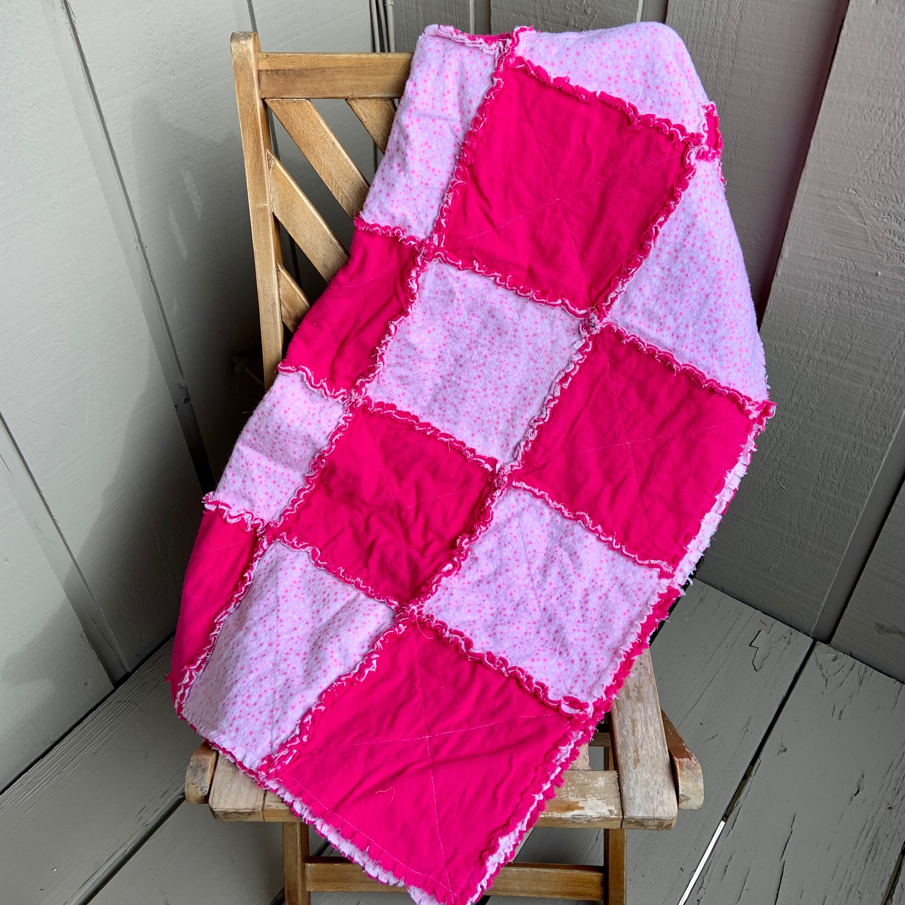 Pink Stars Flannel Rag Quilt - Etsy