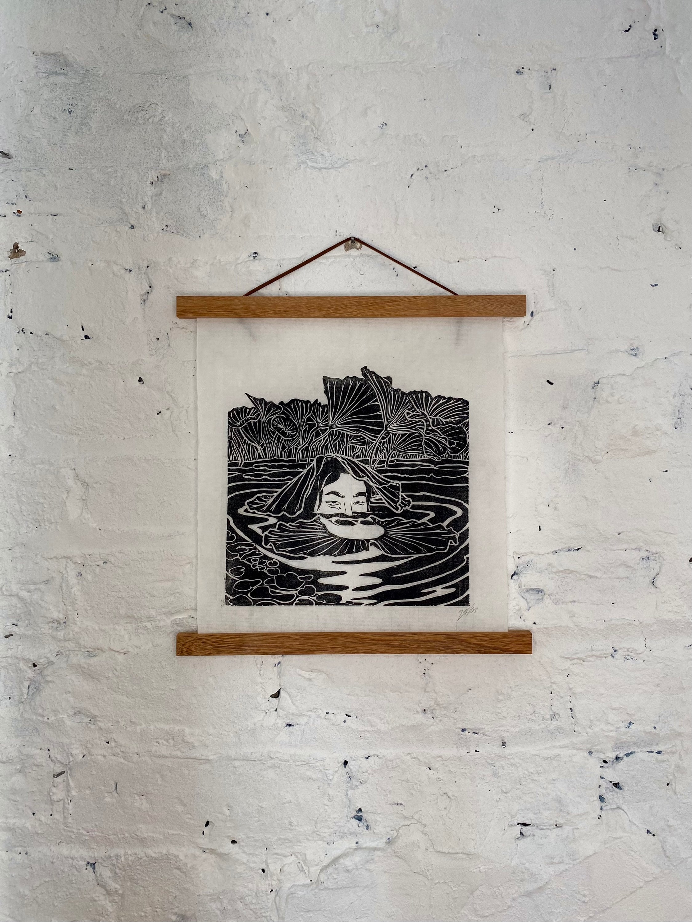 Lady of the Lake Handmade Linocut Print 27x30cm - Etsy