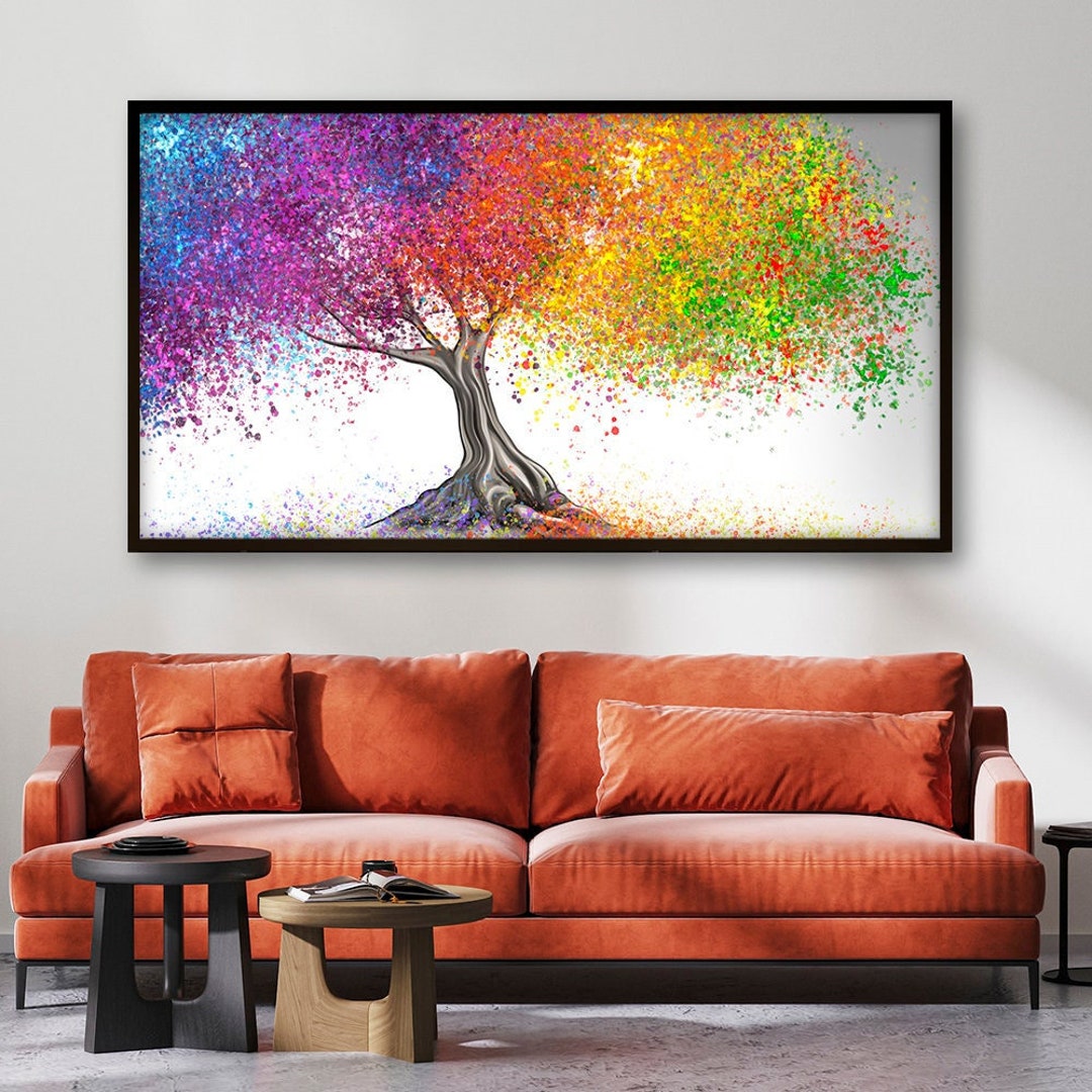 Colorful Floral Tree Wall Art Print Landscape Canvas Print - Etsy