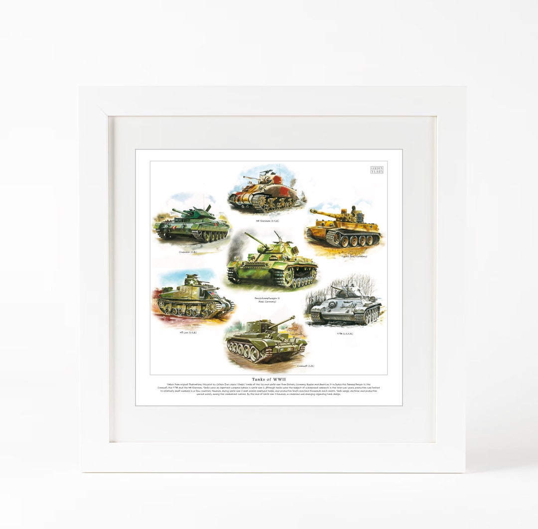 Military Tanks of WWII / WW2 Fine Art Print cromwell Crusader T-34 M3 ...