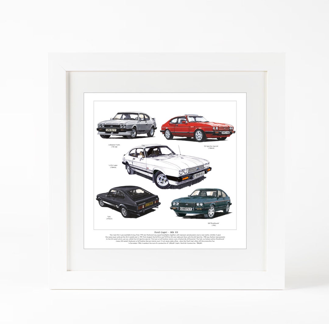 Ford Capri Mk3 Fine Art Print featuring 3.0S 280 Brooklands Zakspeed ...
