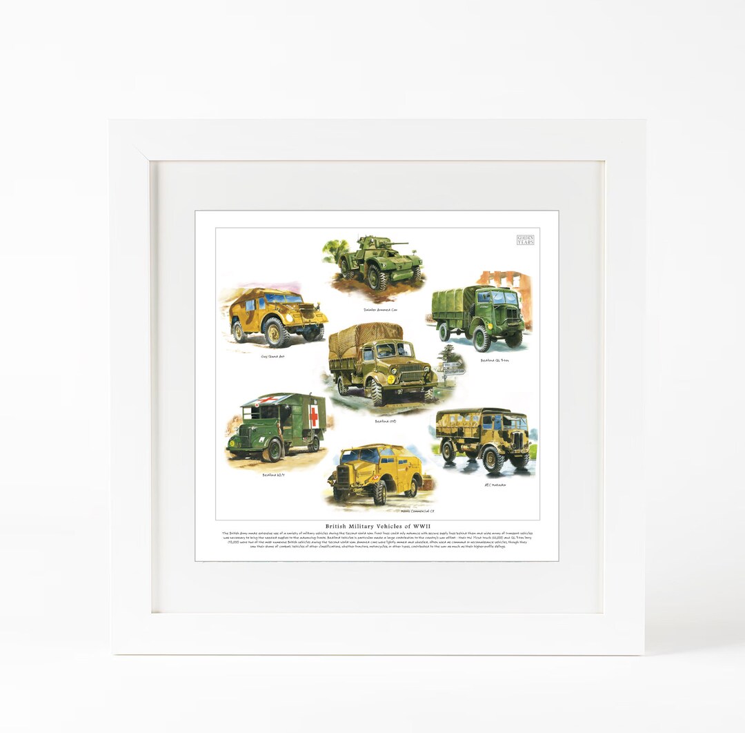British Military Vehicles of WW2 Fine Art Print daimler Armoured Car ...