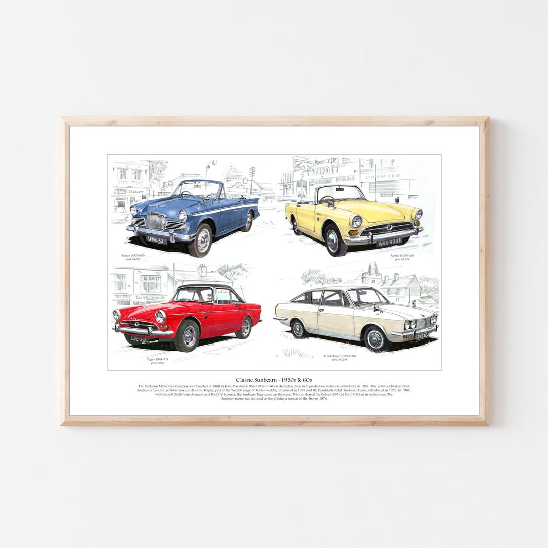 Classic Sunbeam 1950s & 60s Fine Art Print featuring Tiger, Alpine ...