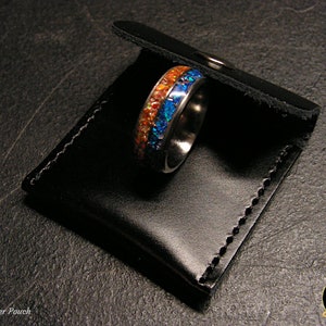 1111 Twin Flame Ring, Titanium 8mm, Fire and Ice Rings Orange Blue Opal ...