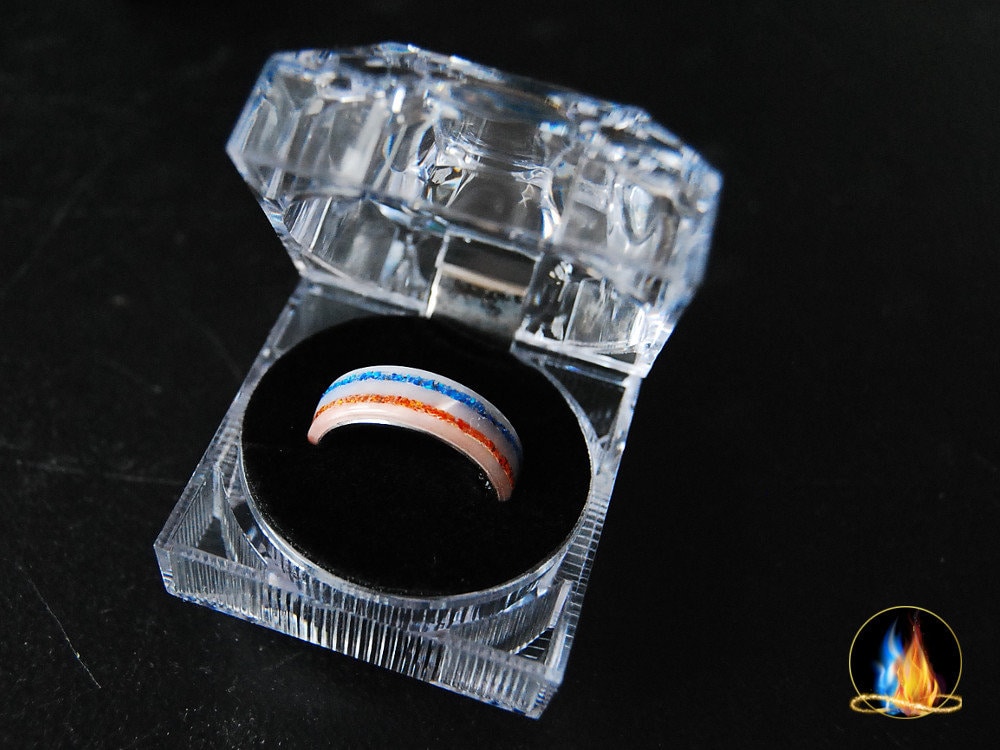 Fire and Ice Ring Inlaid With Orange Blue Opals 8mm Stainless | Etsy Canada