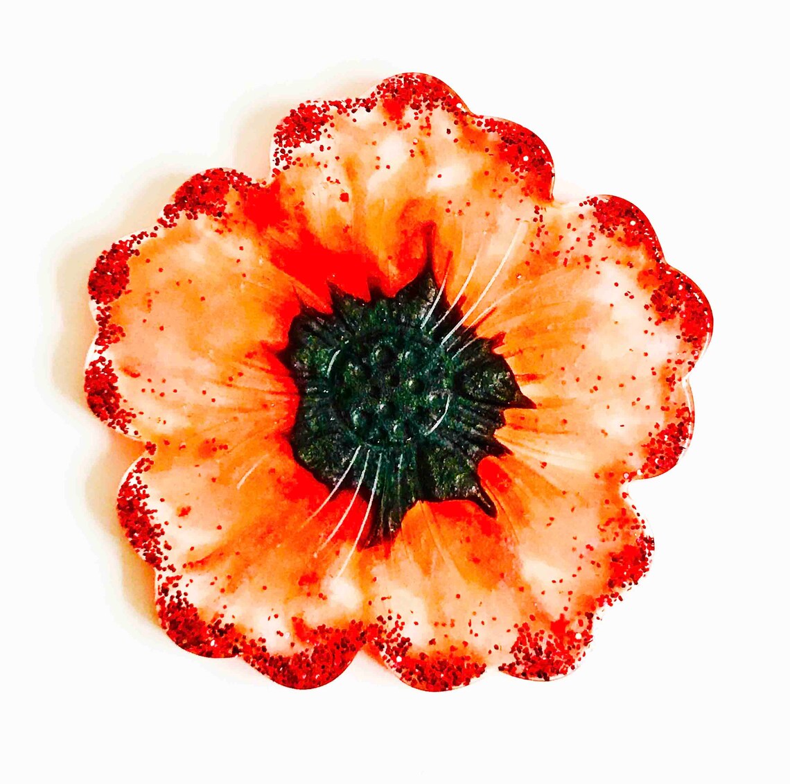 Handmade poppy flower resin coasters | Etsy