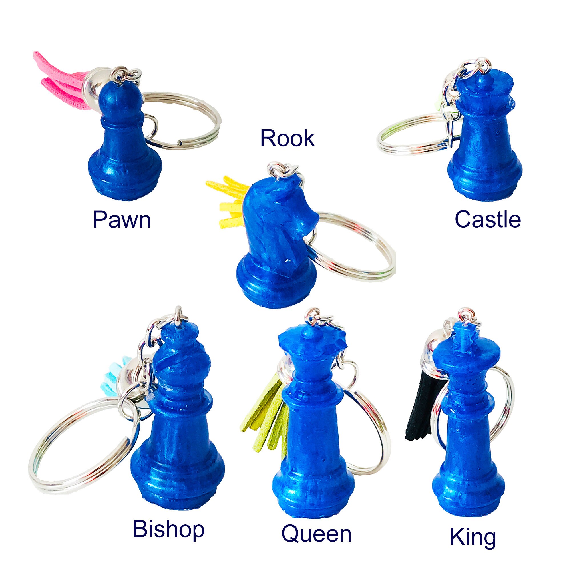 Handmade chess pieces keychains/keyrings | Etsy