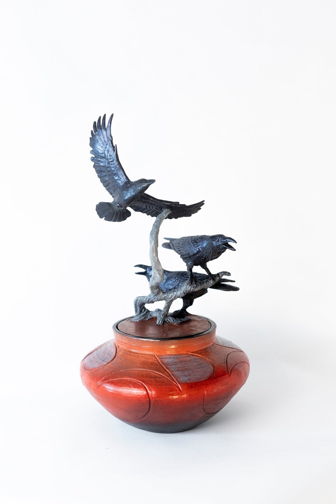 Bronze Vase With Three Ravens - Etsy