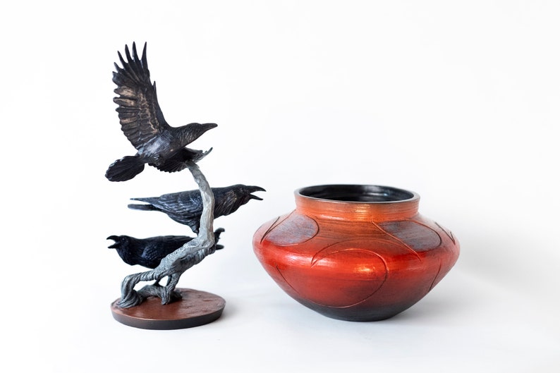 Bronze Vase With Three Ravens - Etsy