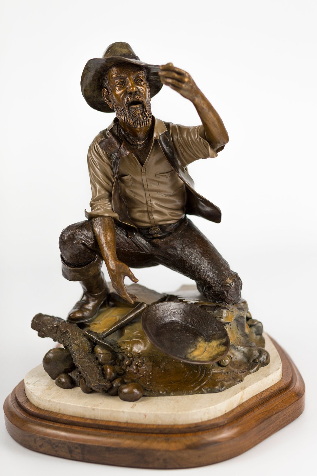 Bronze Gold Panner Sculpture - Etsy