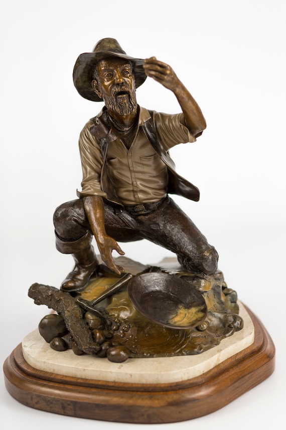 Bronze Gold Panner Sculpture | Etsy