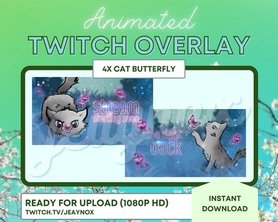 4x Animated Kawaii Magic CAT OVERLAYS and SCENES Stream - Etsy