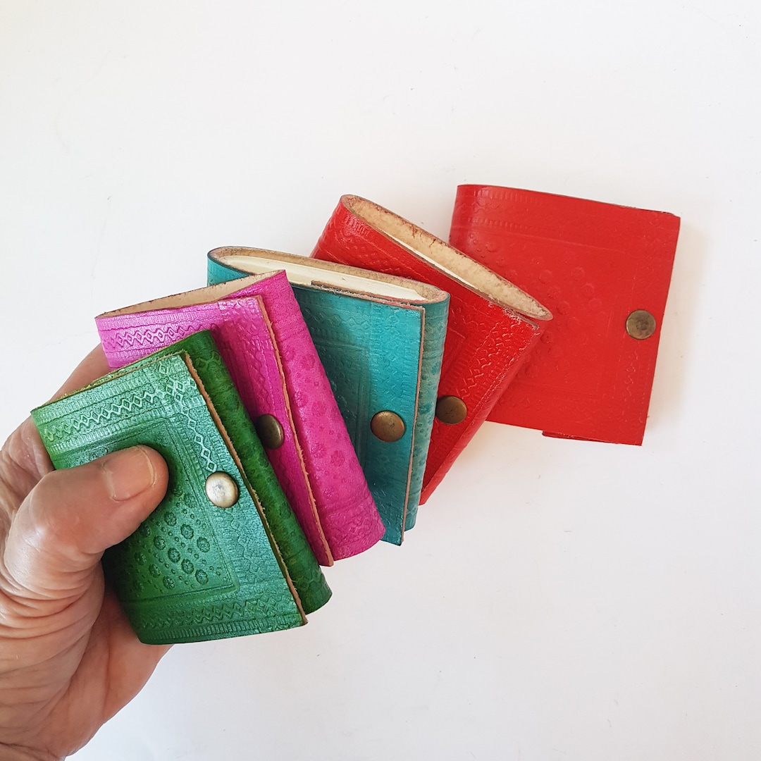 Set of 4 Adorable Leather Bound Pocket Diaries. Minature 3 Inch ...