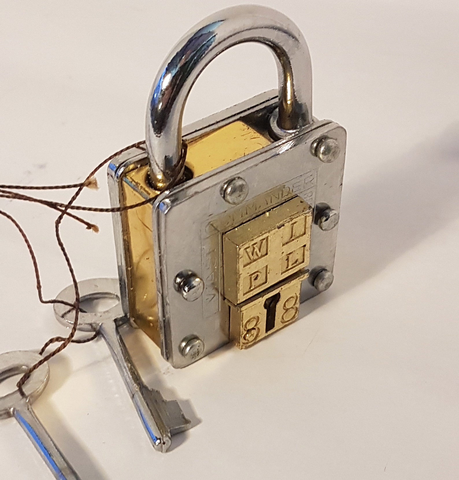 Pad Lock, Antique 2 Key Puzzle Lock. Functional Padlock With Tricky ...