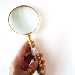 Vintage Magnifying Glass Hand Lens in Antique Brass Design. Old World ...