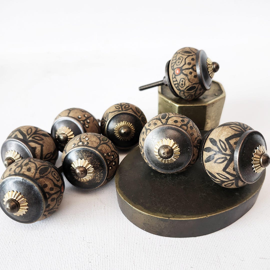 Set of 8 Medieval Armor Cabinet and Drawer Knobs. Exclusive Antique ...
