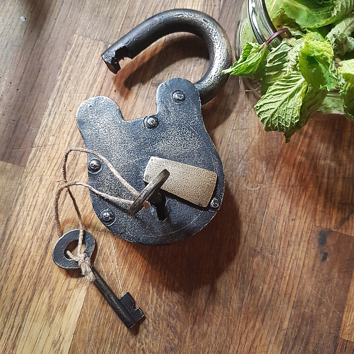 Antique Metal Pad Lock in Iron & Bronze. Padlock 4 by 3 Inches - Etsy ...