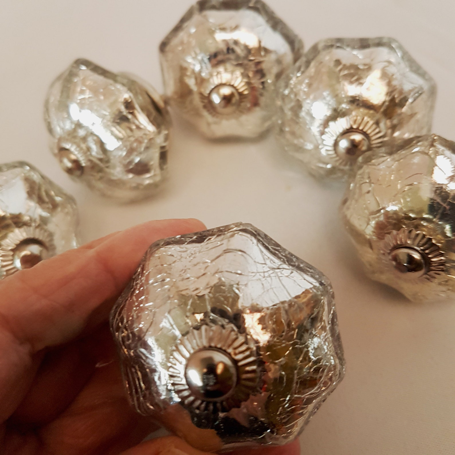 Set of 8 Mercury Glass Cabinet Knob Drawer Pulls. Bygone Era Bohemian ...
