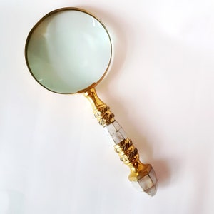 Vintage Magnifying Glass Hand Lens in Antique Brass Design. Old World ...