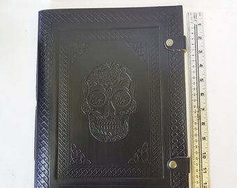 Black Leather Skull Journal - Etsy