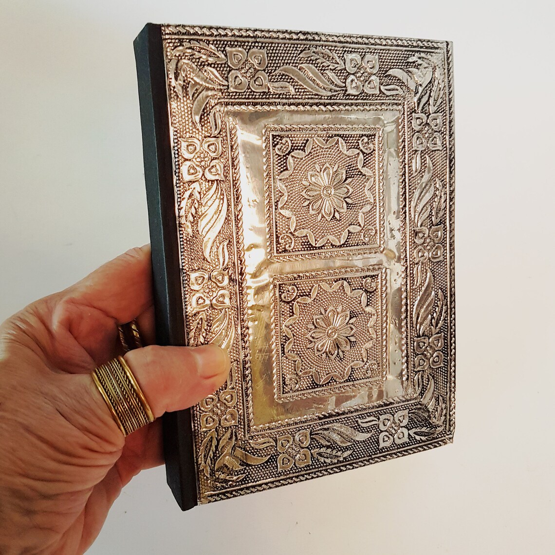 Medieval Silver Metal Journal 5 by 7 Inch. Antique Embossed Hardcover ...
