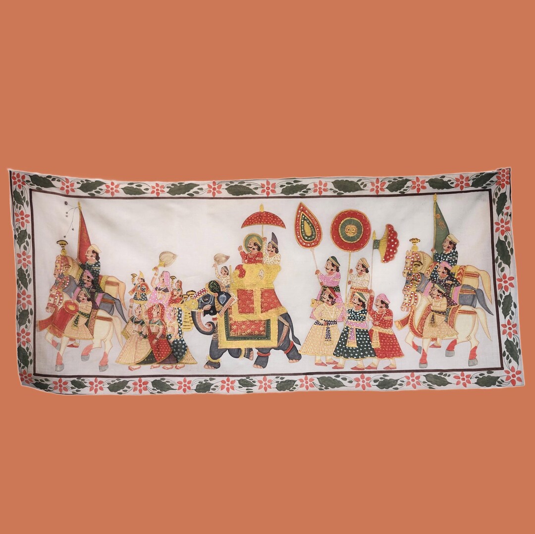 Vintage Hand Painted Original Pichwai Art on Silk Canvas. Royal ...