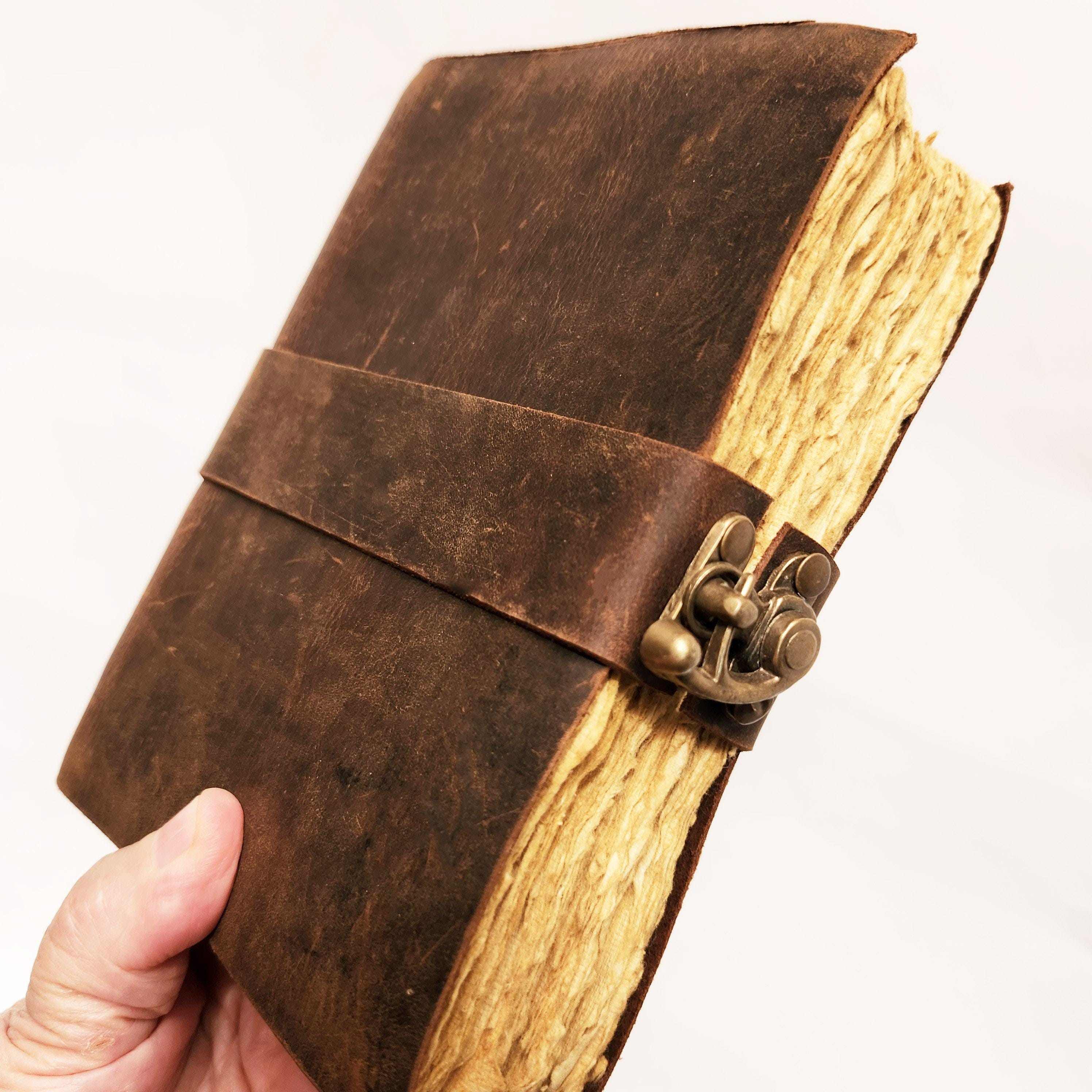 Medieval Fantasy Brown Suede Grimoire. Yellow Deckled Edge Handmade ...