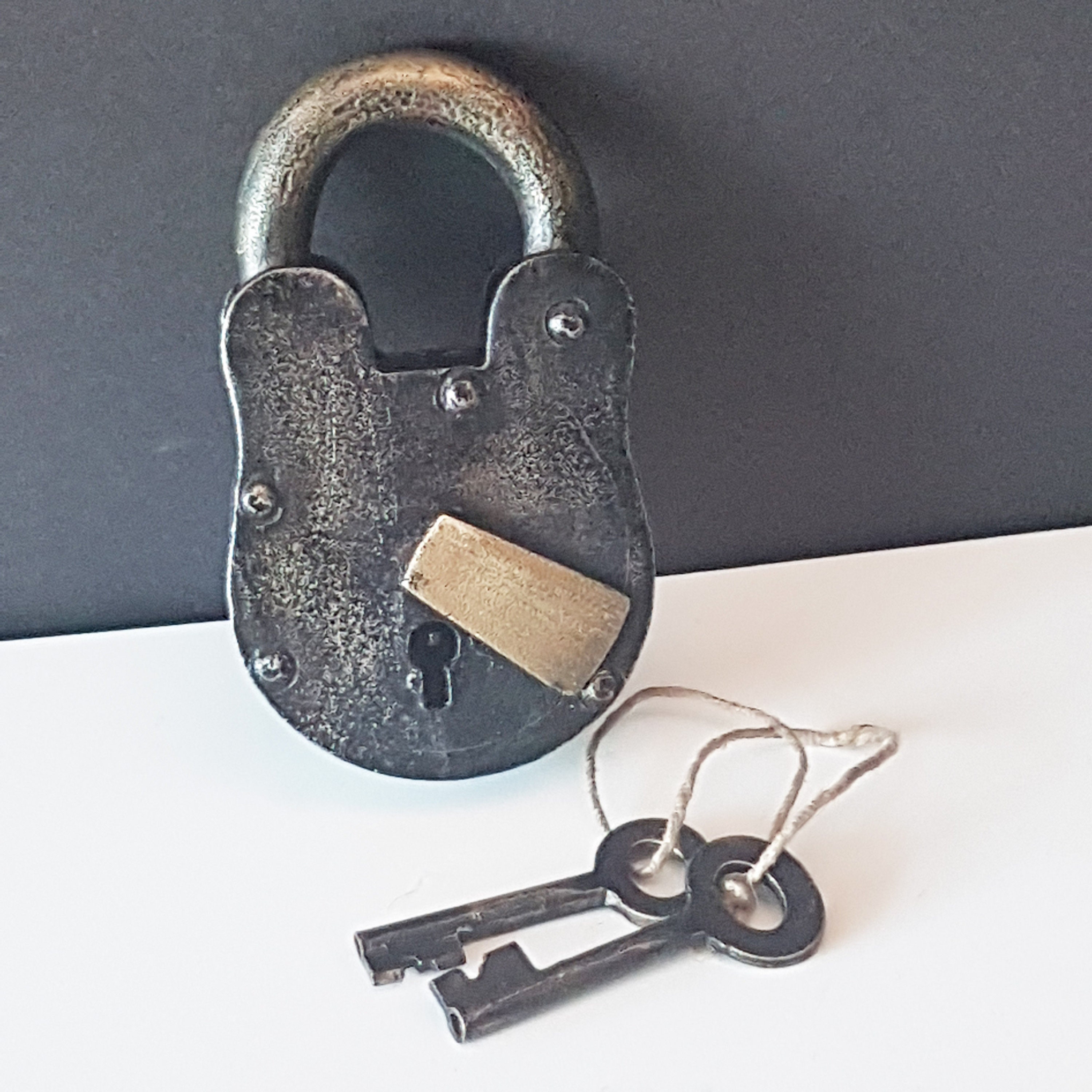 Antique Metal Pad Lock in Iron & Bronze. Padlock 4 by 3 Inches - Etsy ...