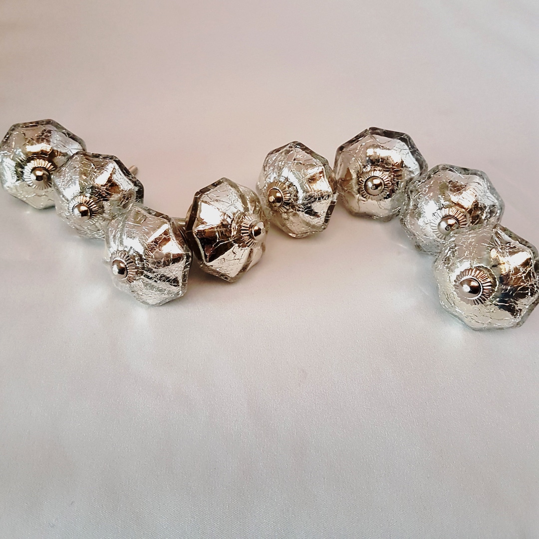 Set of 8 Mercury Glass Cabinet Knob Drawer Pulls. Bygone Era Bohemian ...