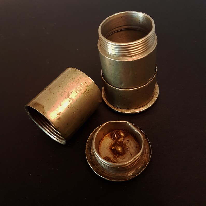 Antique Bronze Opium Container. Cylinder Shape With 2 Compartments ...